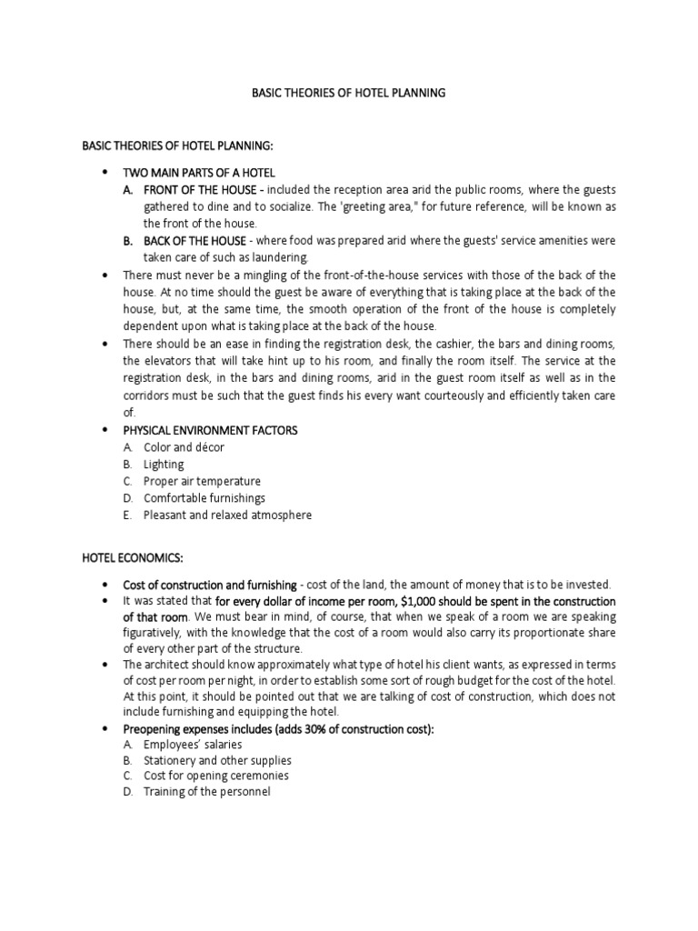 Basic Theories of Hotel Planning | Download Free PDF | Tableware | Grilling