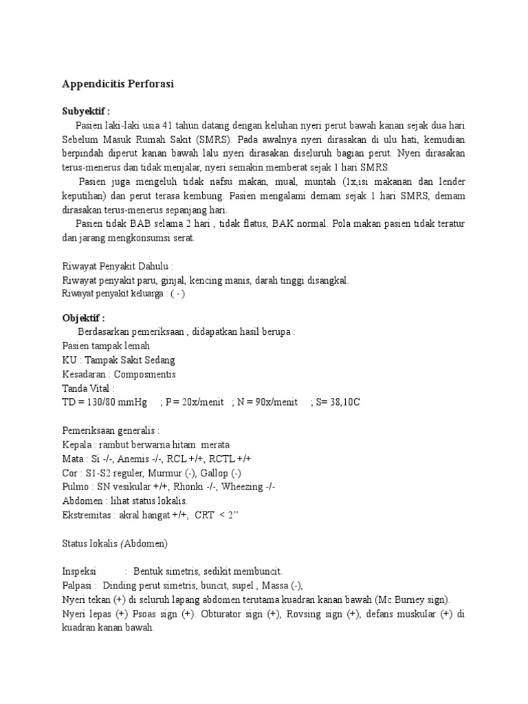 Appendicitis Perforasi | PDF