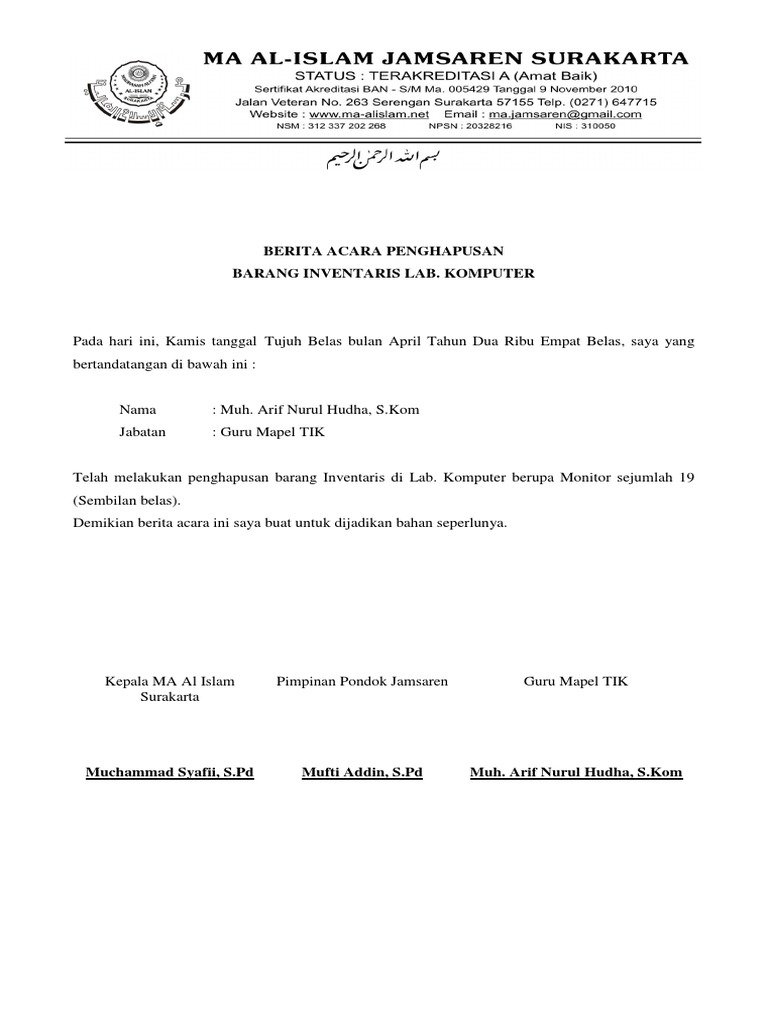 Berita Acara Penghapusan | PDF