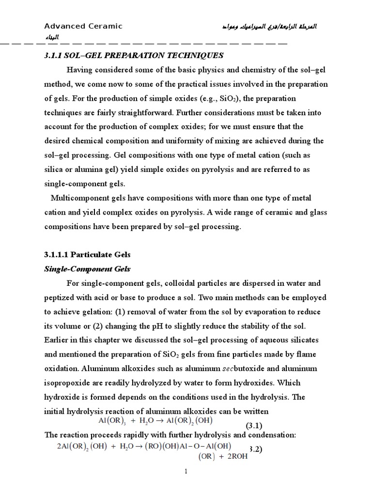 3.1.1 Sol-Gel Preparation Techniques: Advanced Ceramic | PDF ...
