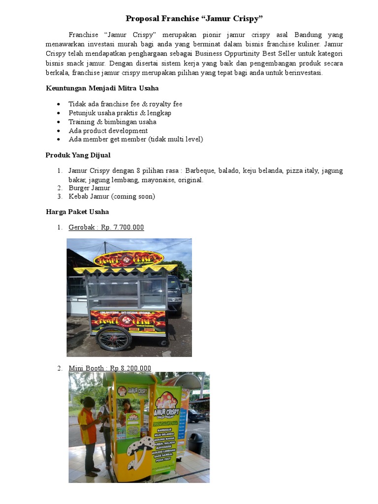 Proposal Franchise Jamur Crispy | PDF