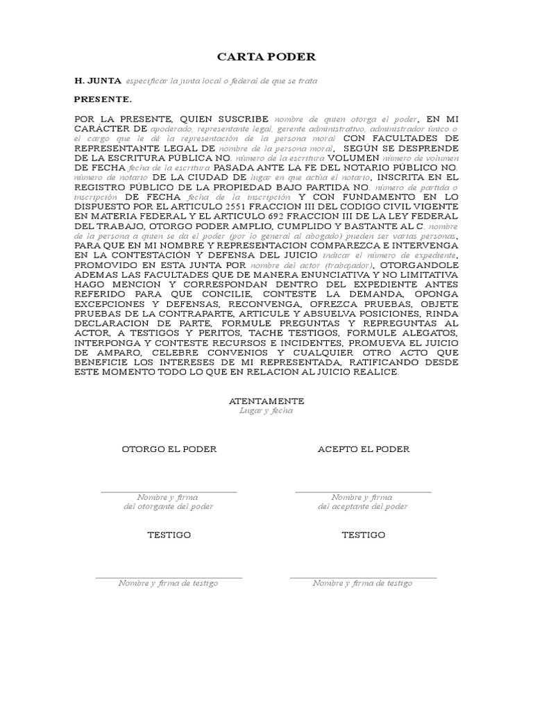 Carta Poder Laboral para Abogado | PDF | Política | Ciencias sociales