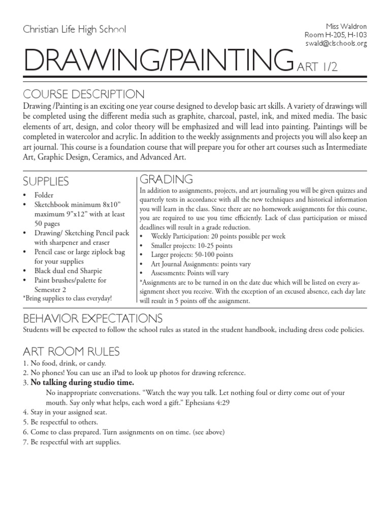 Drawing 2016 Syllabus | PDF | Homework | Drawing