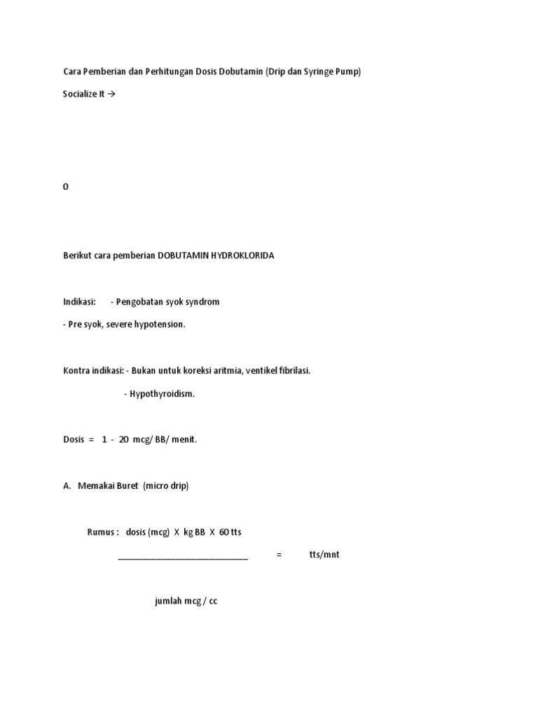Panduan Dosis Dobutamin | PDF