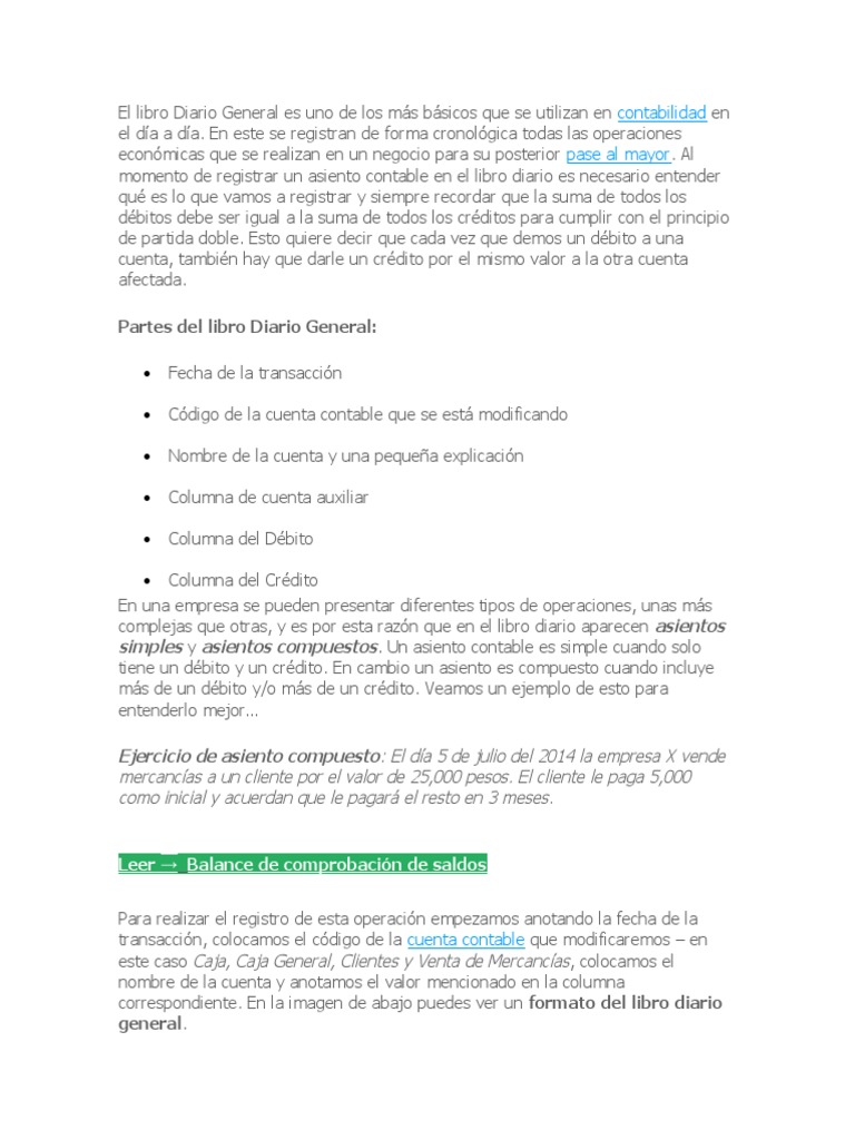 El Libro Diario General Es Uno de Los Más Básicos Que Se Utilizan en ...