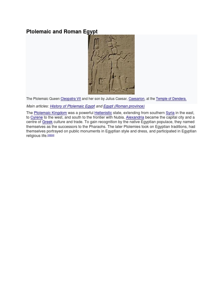 Ptolemaic and Roman Egypt | PDF