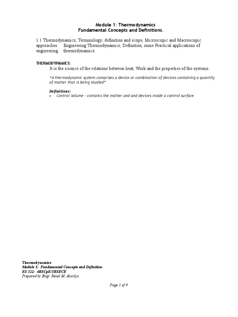 Thermodynamics Module 1 | PDF | Thermodynamic Equilibrium | Temperature
