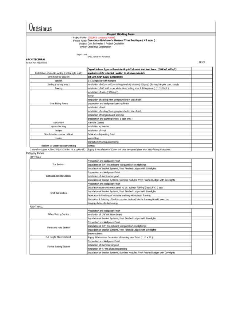 Quotation Template for Contractors | Drywall | Building Engineering