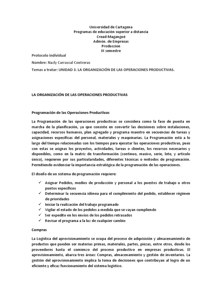 La Organización de Las Operaciones Productivas | PDF | Obtención ...