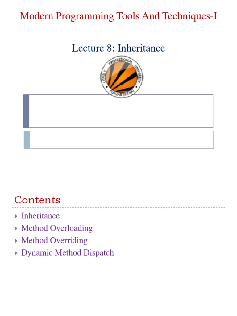 Modern Programming Tools and Techniques-I: Lecture 8: Inheritance | PDF | Inheritance (Object ...