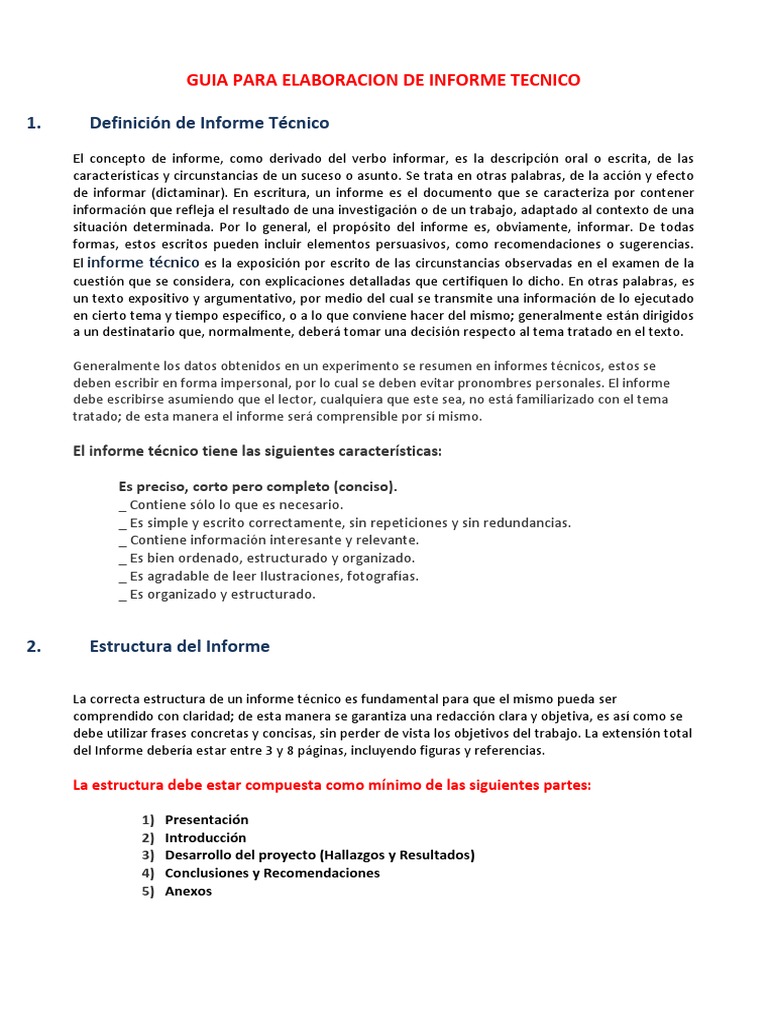 Guia Para Elaboracion de Informe Tecnico | Información | Lectura (proceso)