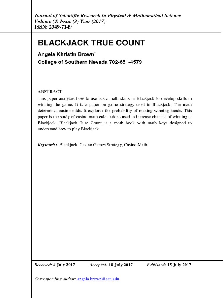 Blackjack True Count | PDF | Card Counting | Games Of Mental Skill