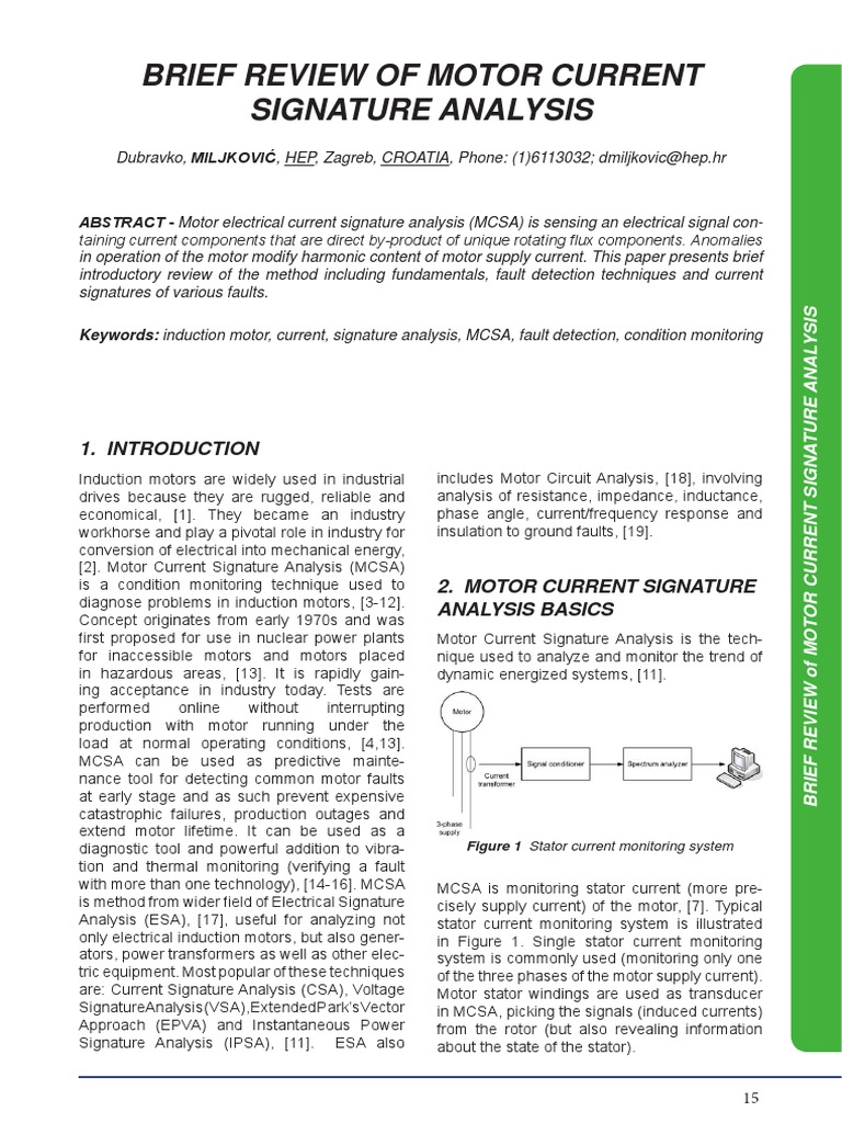 Overview of Motor Current Signature Analysis | PDF