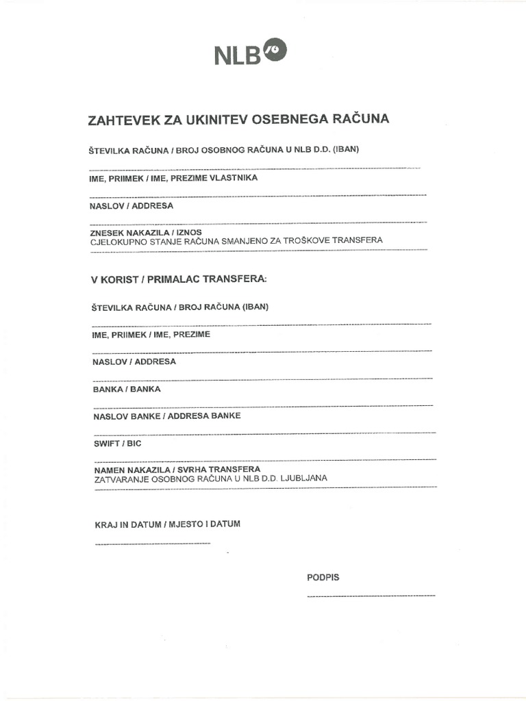 Formular NLB za zatvaranje računa.pdf | PDF