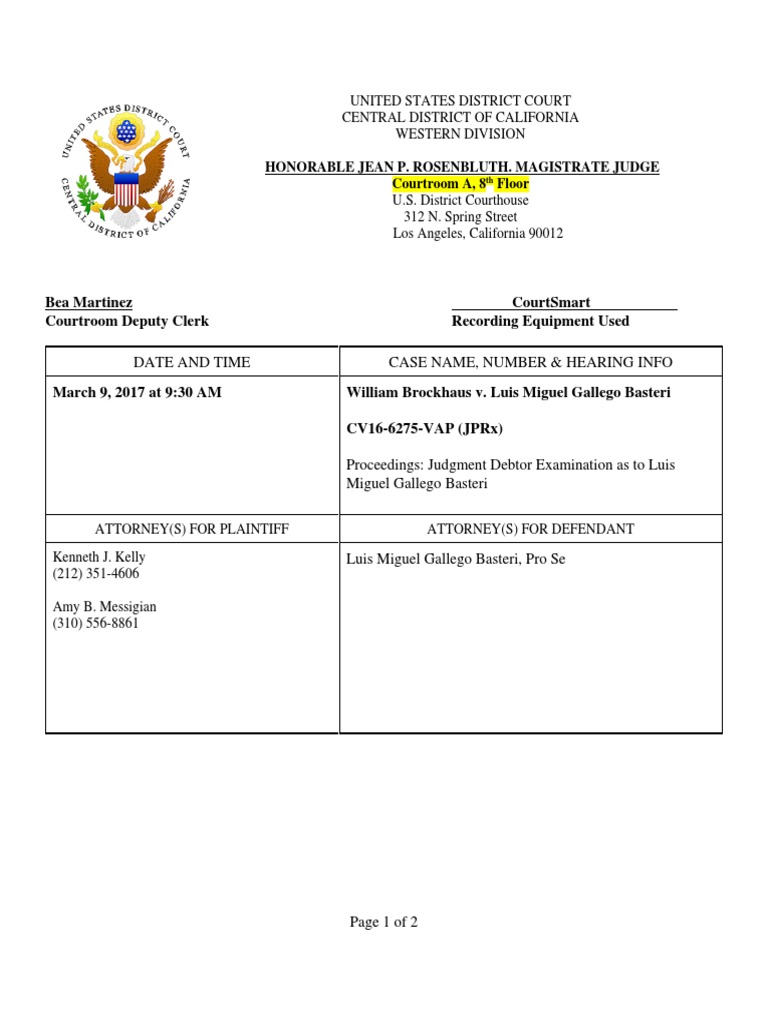 William Brockhaus VS Luis Miguel Gallego Basteri LAWSUIT | PDF ...