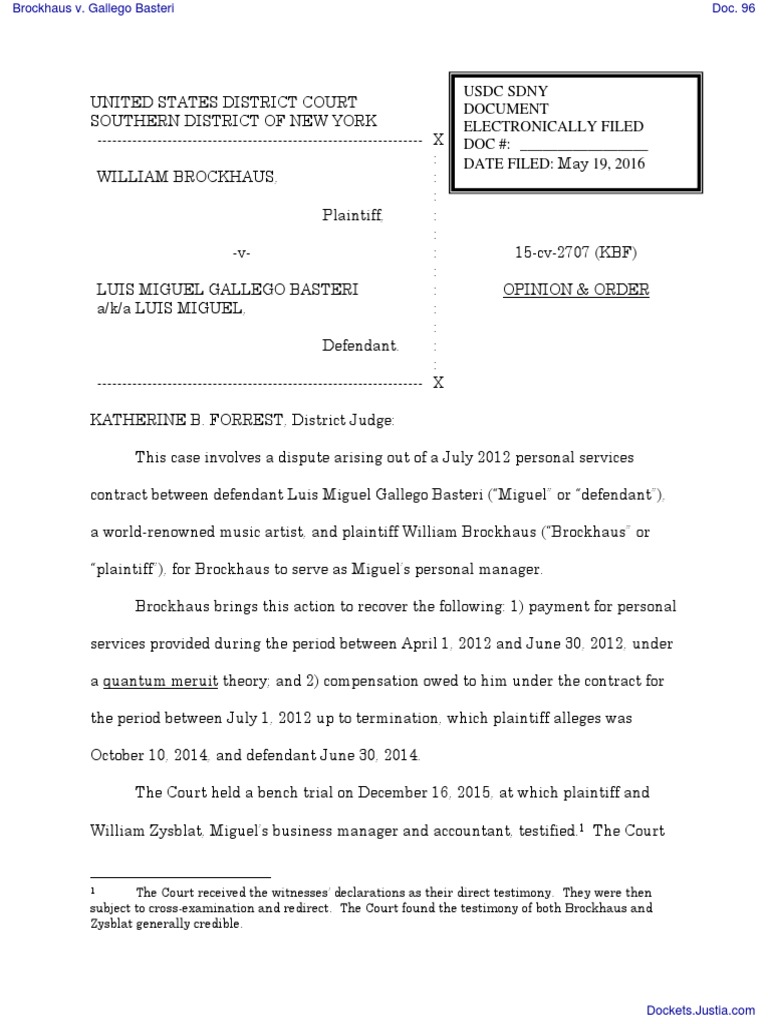 William Brockhaus VS Luis Miguel Gallego Basteri SETTLEMENT | PDF ...