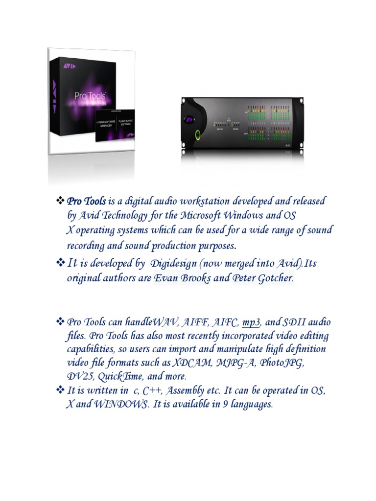 Is Developed by Digidesign (Now Merged Into Avid) .Its Original Authors ...