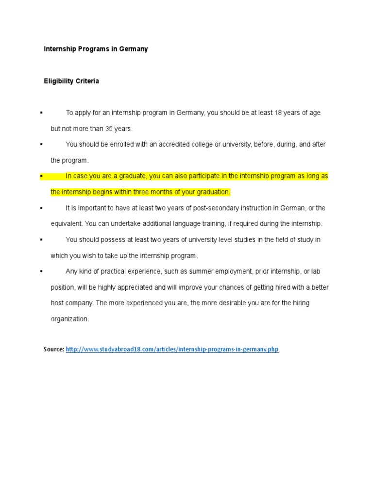 Internship Programs in Germany | PDF | Career & Growth