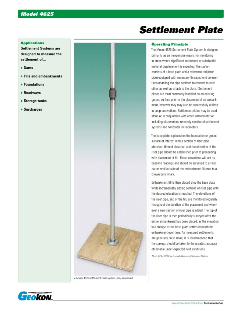 4625 Settlement Plate | PDF | Pipe (Fluid Conveyance) | Galvanization