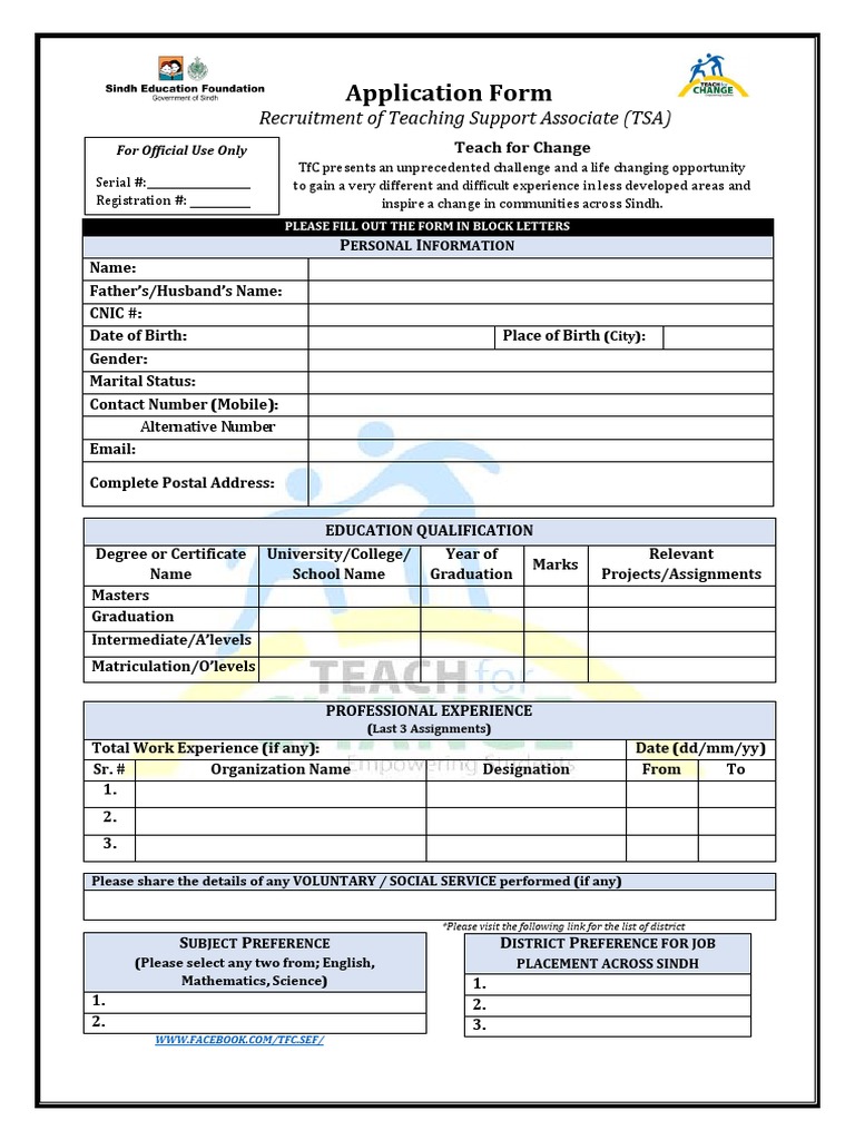 Application Form: Recruitment of Teaching Support Associate (TSA) | PDF
