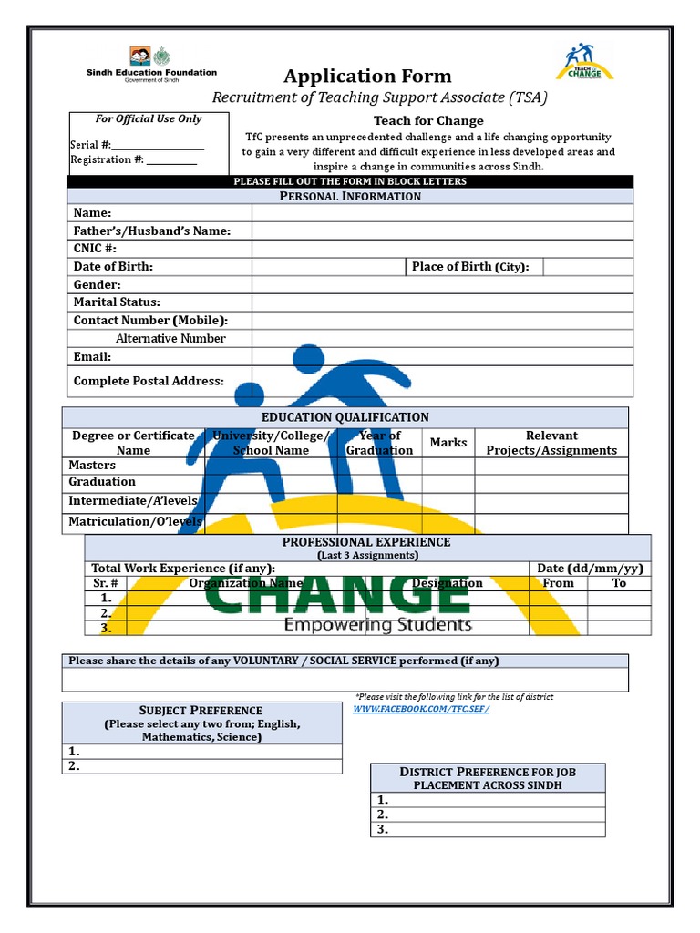 Application Form: Recruitment of Teaching Support Associate (TSA) | PDF