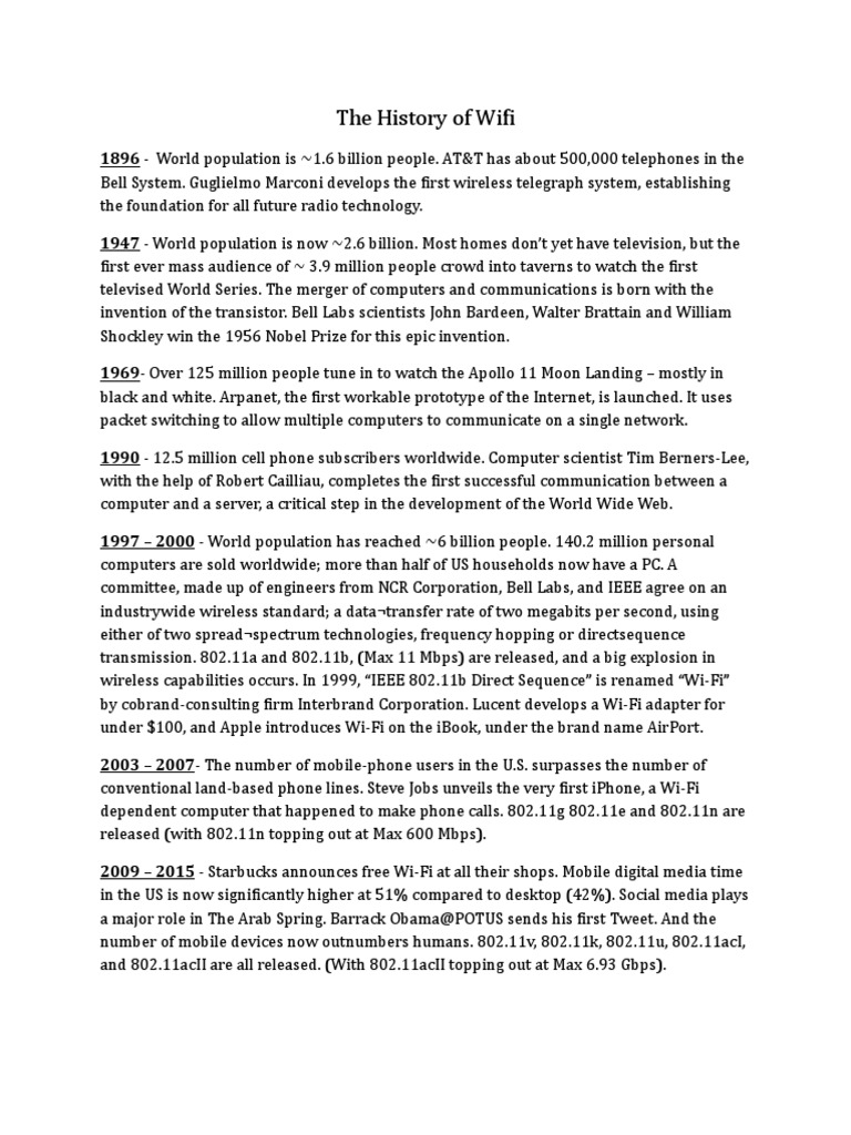 The History of Wifi | PDF | Wi Fi | Ieee 802.11