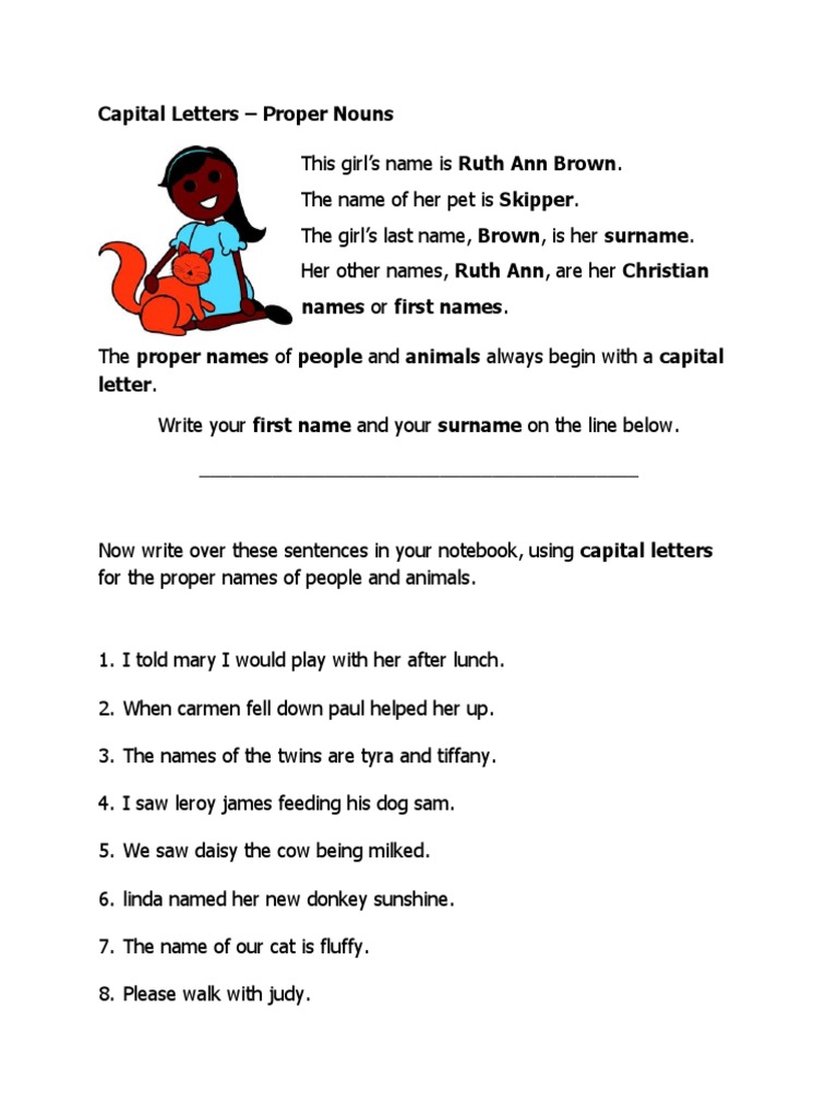 Capital Letters for Proper Names | PDF