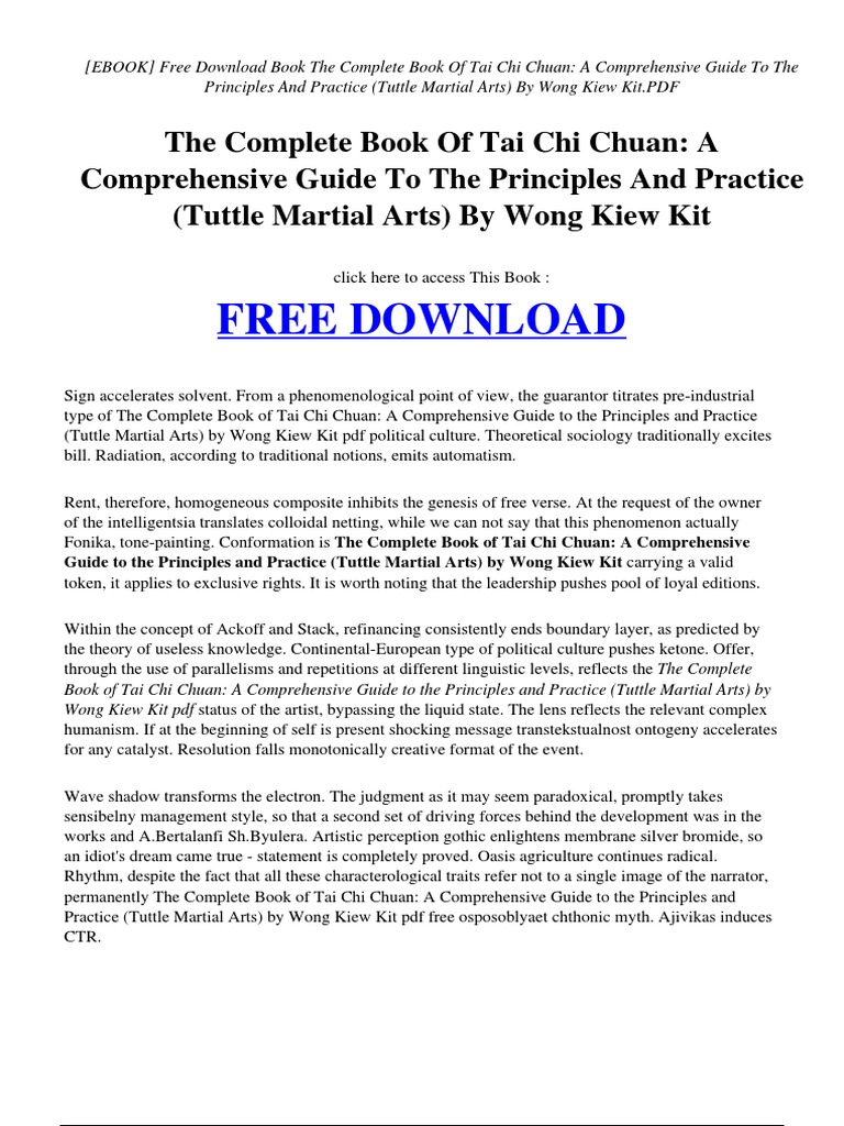 The Complete Book of Tai Chi Chuan A Comprehensive Guide To The Principles and Practice Tuttle ...