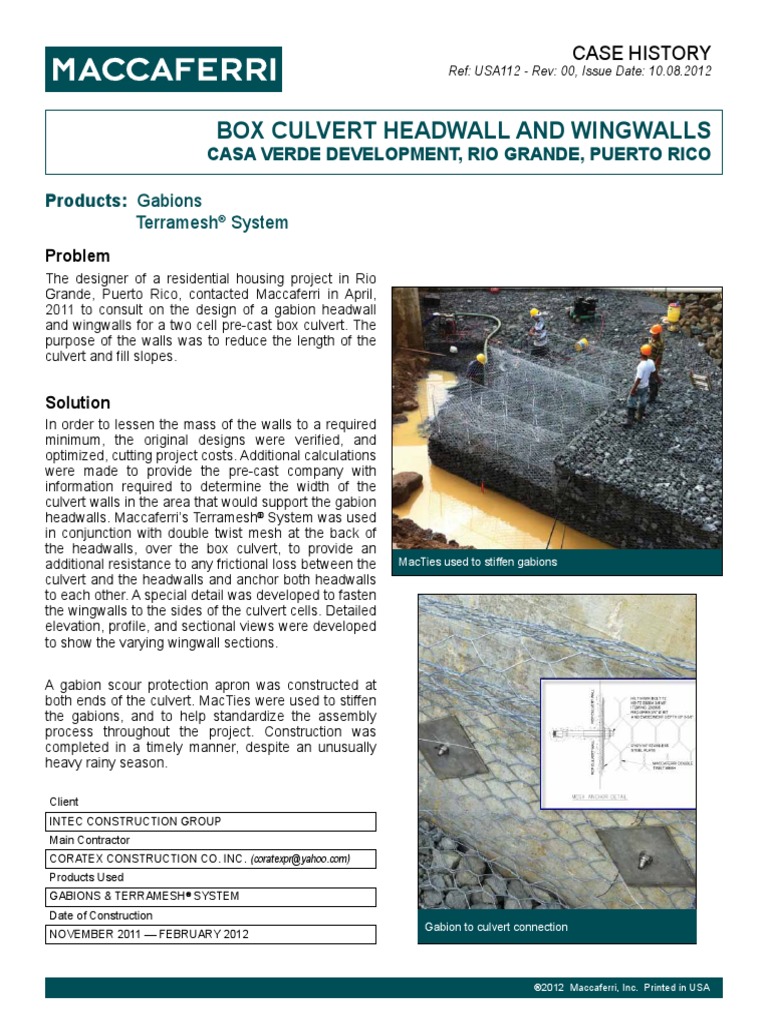 CH - RWSR - Box Culvert Headwall and Wing Walls - PR PDF | PDF | Civil ...