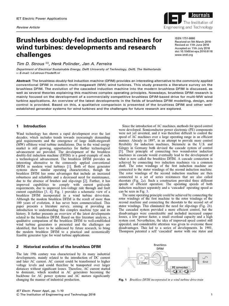 Brushless Doubly-Fed Induction Machines For | PDF | Wind Power ...