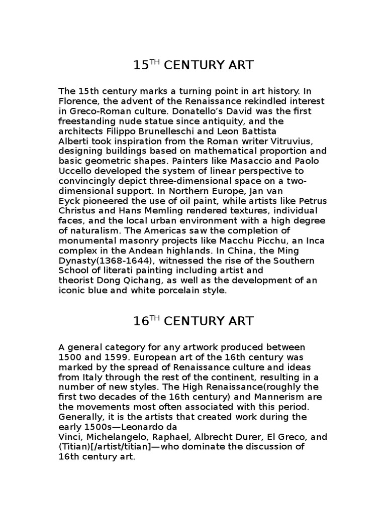 15TH Century Art | PDF | Renaissance Art | Renaissance
