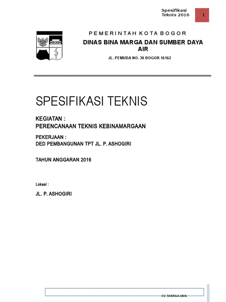 Spesifikasi DED TPT Jl. P. Ashogiri | PDF