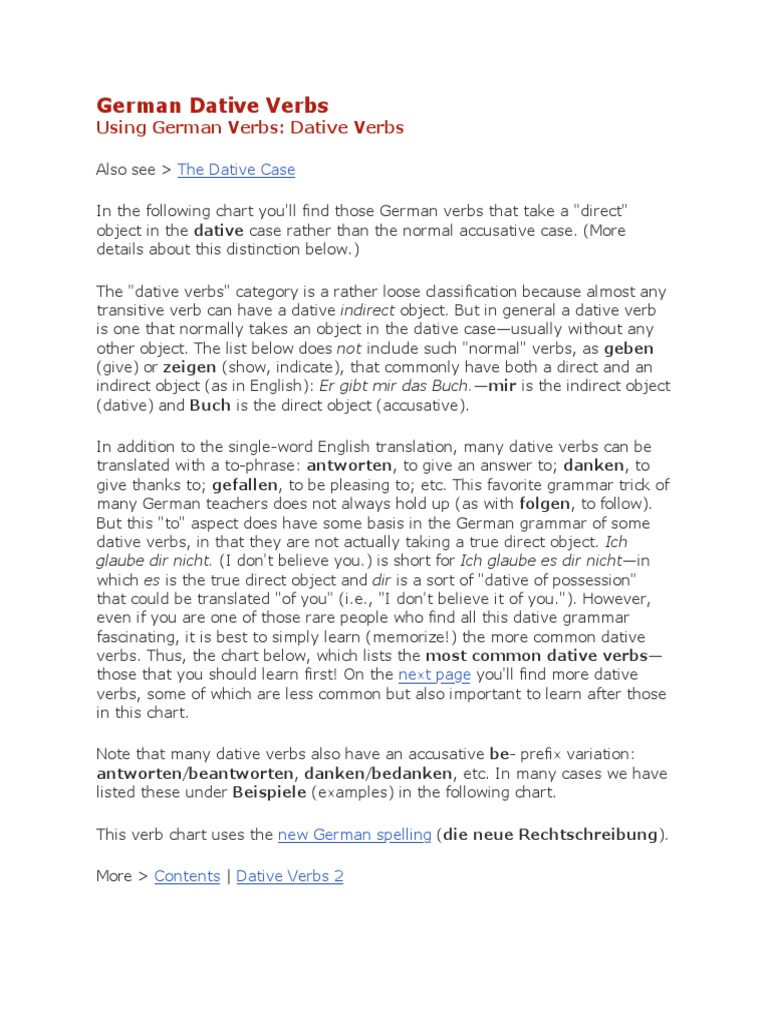 German Dative Verbs | Object (Grammar) | Onomastics