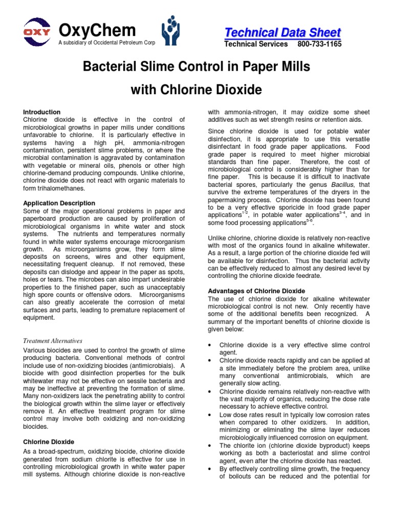 Bacterial Slime Control in Paper Mills With Chlorine Dioxide | PDF ...