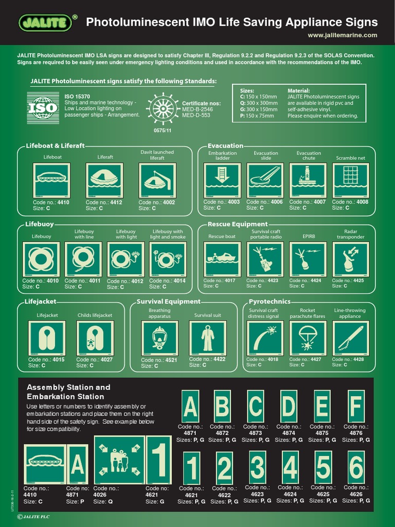 IMO Life Saving Appliance Signs Guide | PDF | Water Transport | Industries