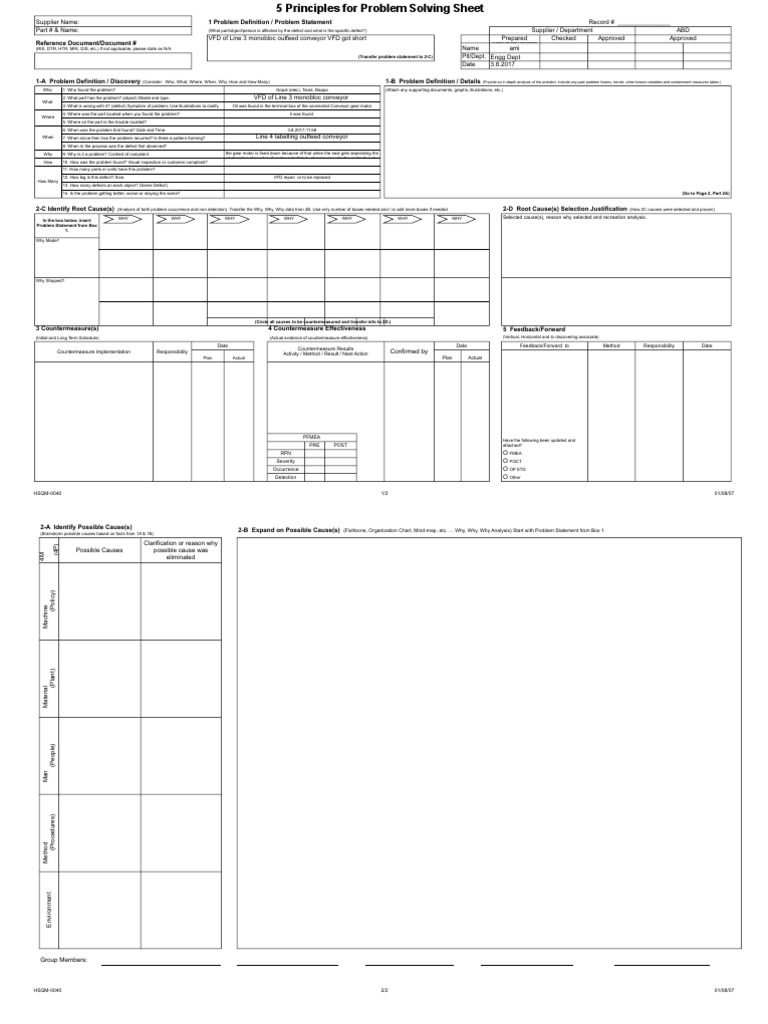 Line 3 Conveyor VFD Short 5P-Problem-Solving-Form | PDF | Cognition | Computing And Information ...