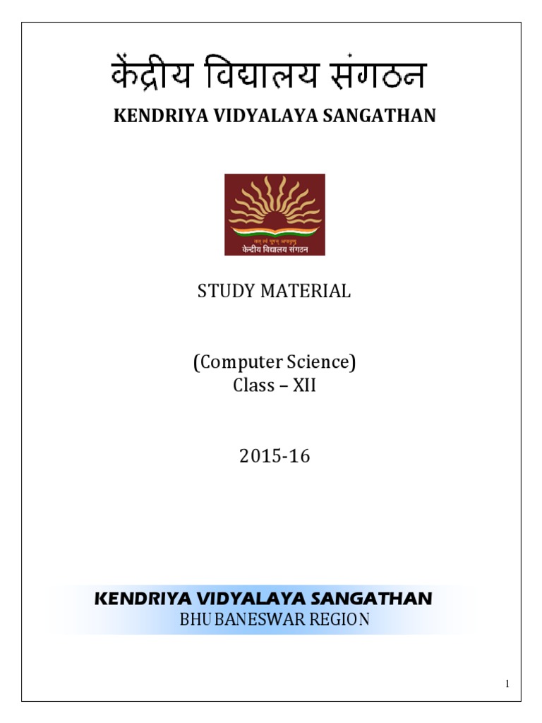 1622220757cs Study Material | PDF | Class (Computer Programming ...
