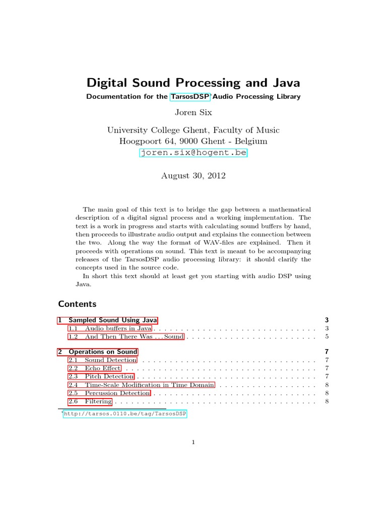 DSP Java | PDF | Sampling (Signal Processing) | Analog To Digital Converter