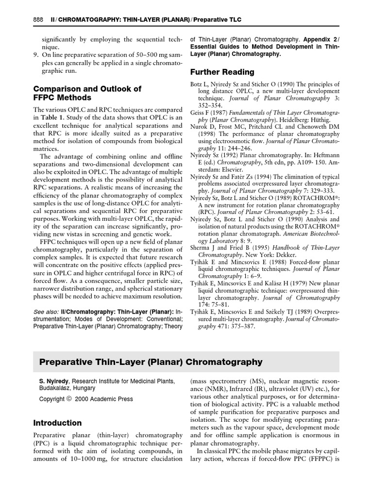 Preparative Thin Layer Planar Chromatography Pdf Chromatography Thin Layer Chromatography