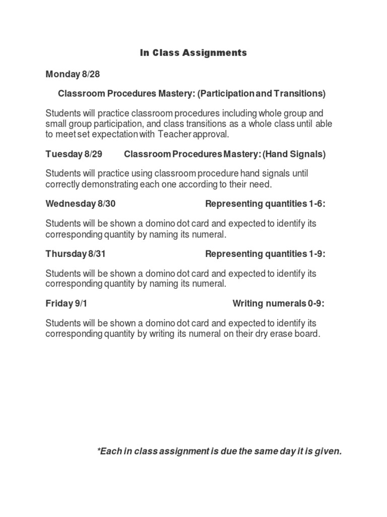 In Class Assignments | PDF