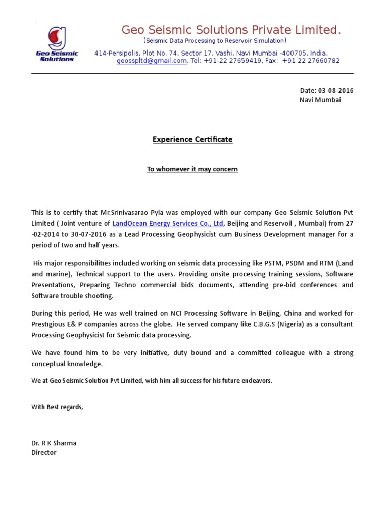 Experience Certificate | PDF