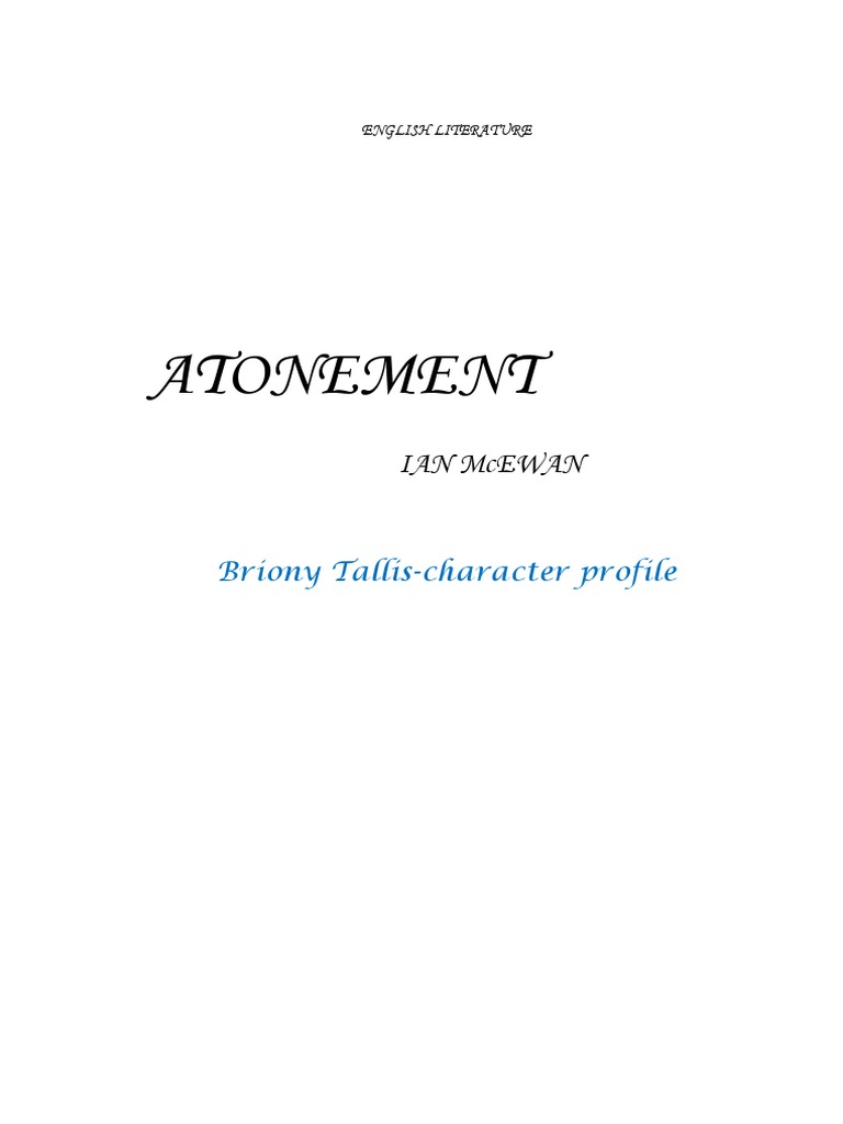 Briony Tallis: Atonement Character Study | PDF | Social Science ...
