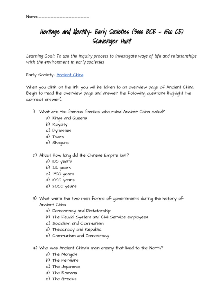 Scavenger Hunt | PDF | History Of China | China