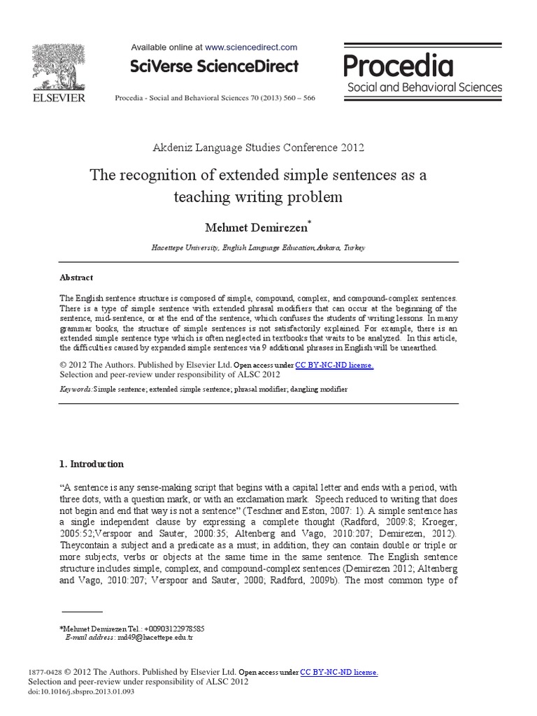 Article Simple Sentence PDF | PDF | Sentence (Linguistics) | Phrase