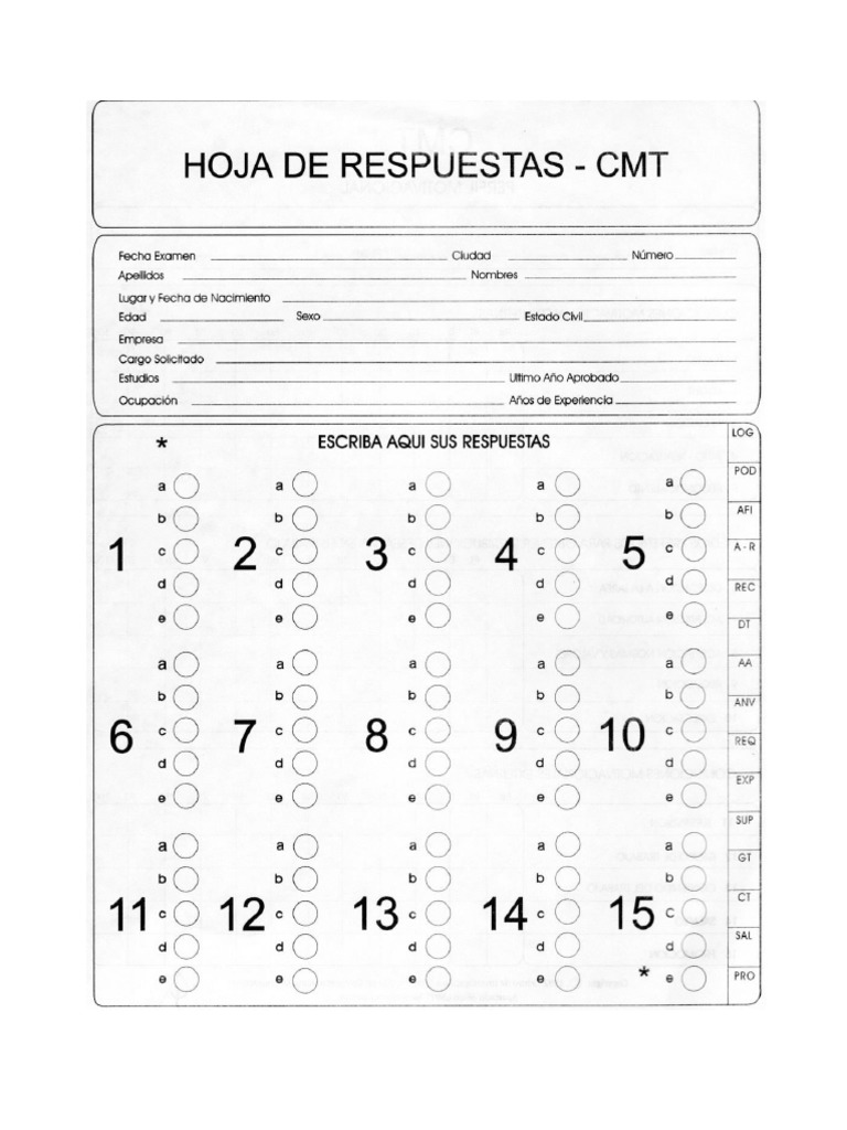 Hoja de Respuesta CMT | PDF