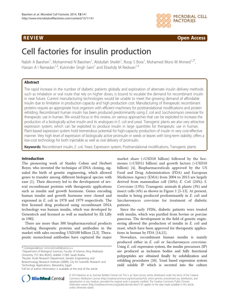 Cells As Insulin Biofactories | PDF | Insulin | Biopharmaceutical