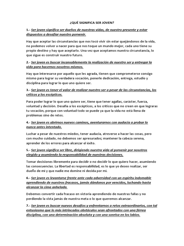 Qué Significa Ser Joven | PDF