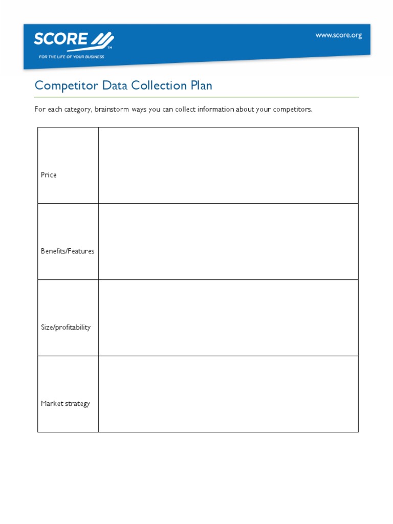 Competitor Data Collection Plan | PDF | Market (Economics) | Business