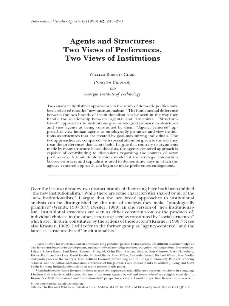 Agents and Structures | PDF | Rationality | Game Theory