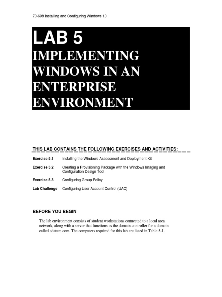 Lab05 Worksheet LM | PDF | Group Policy | Windows 10